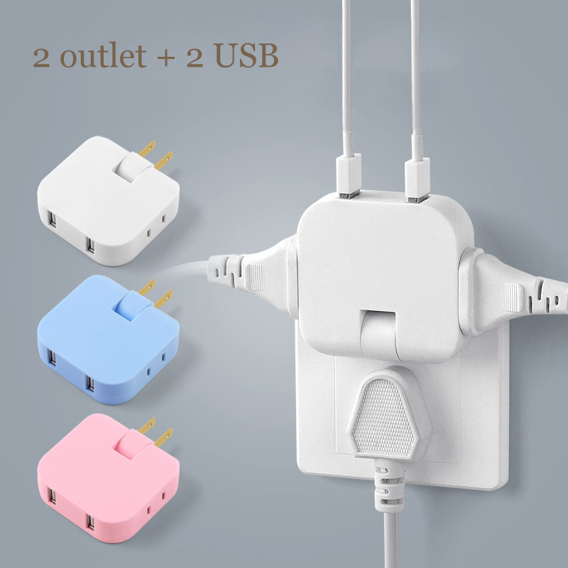 Dailyhome Electrical Outlet Extender Plug Adapter Converter 2 USB Port ...