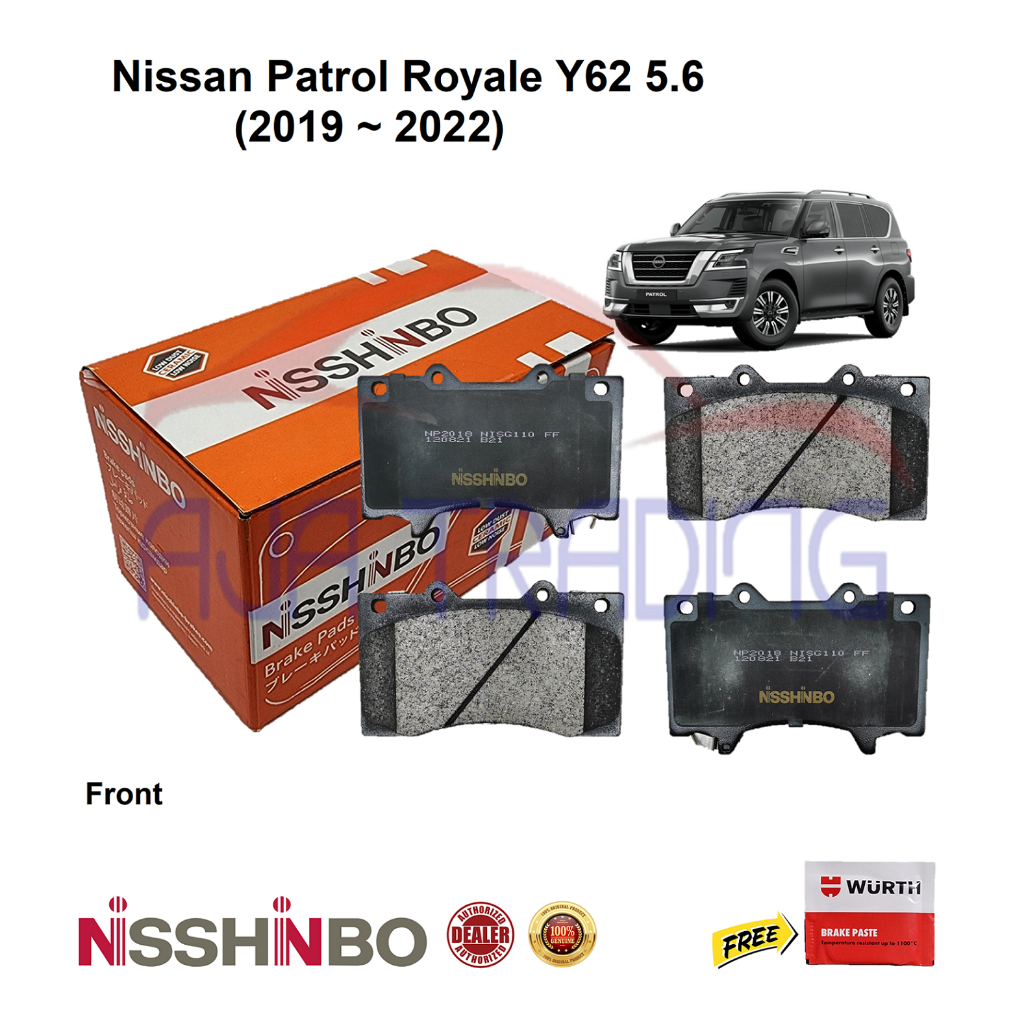 Genuine Nisshinbo Front Brake Pads with SHIMS and CLIPS for Nissan ...