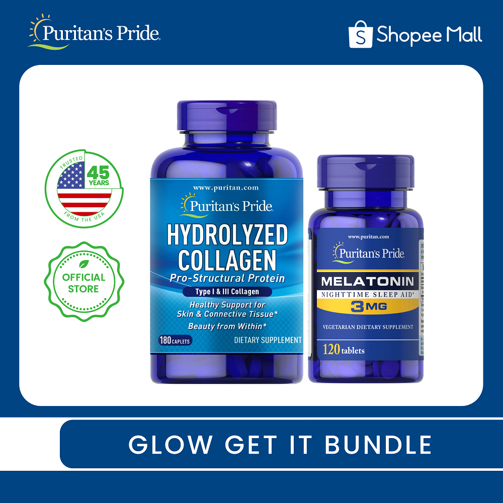Glow Get It Bundle Collagen Hydrolyzed 1000 mg + Melatonin 3mg Sleep ...