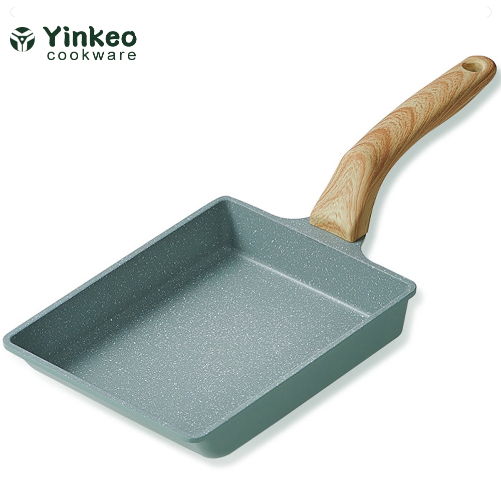 Yinkeo Non-Stick Tamagoyaki Kawali Flat Pan for Egg Induction & Gas ...