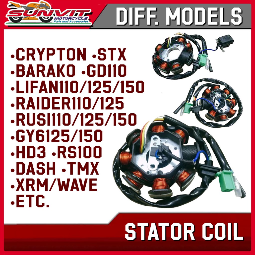 MOTORCYCLE STATOR COIL XRM LIFAN STX DASH TMX BARAKO RUSI RAIDER YTX ...