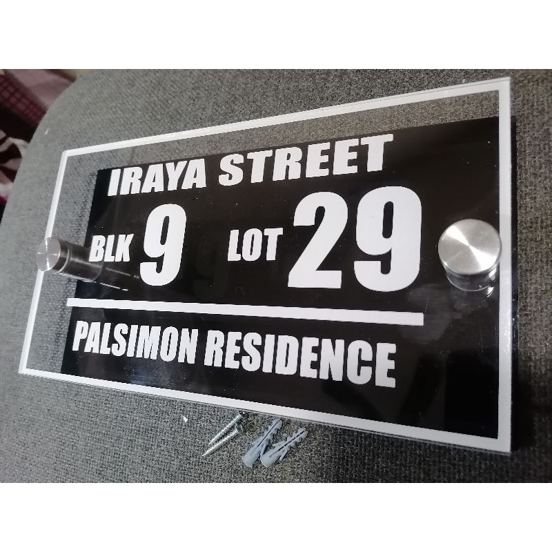 HOUSE NUMBER/BLK AND LOT SIGNAGE 5"X9" DOUBLE ACRYLIC WITH TOX BOLTS ...