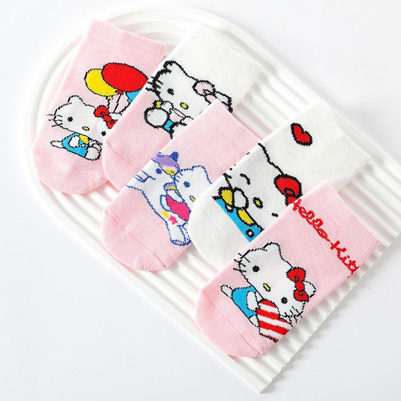 1set/5pair Cotton Hello Kitty socks kids girls socks | Shopee Philippines