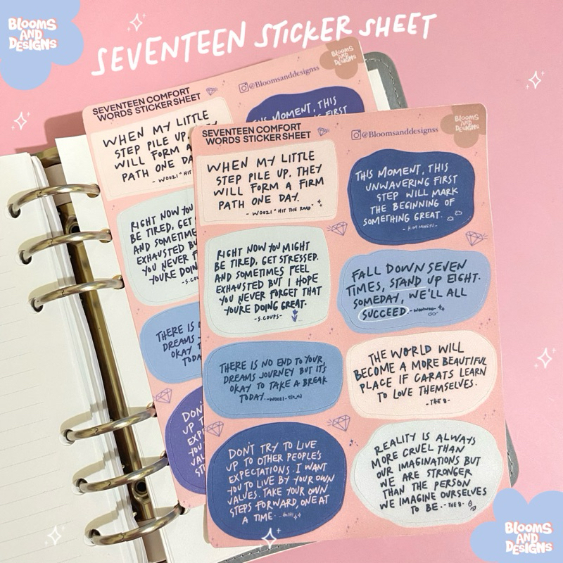 Seventeen Sticker sheet, Seventeen Stickers, Seventeen Comfort Words ...
