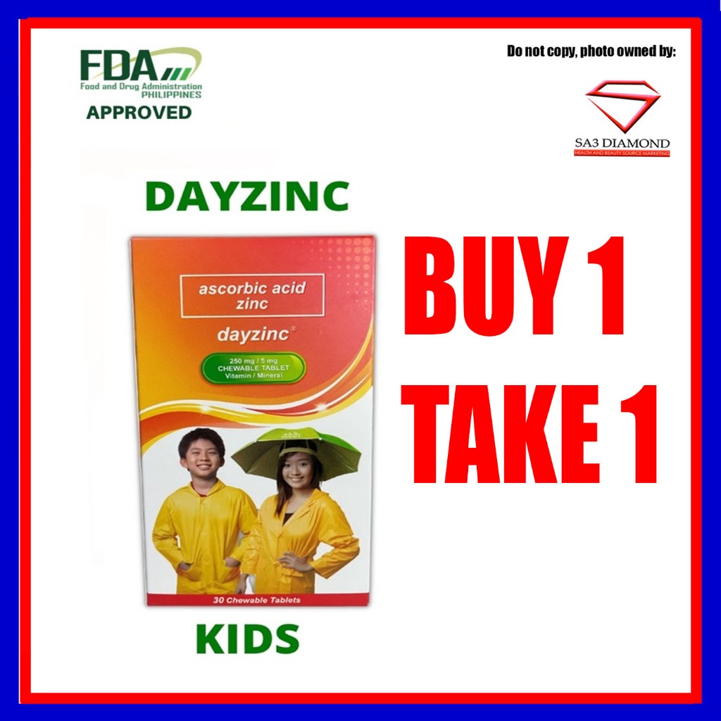 DAYZINC Ascorbic Acid + Zinc 30 Chewable Tablet 250mg (paubos stocks ...