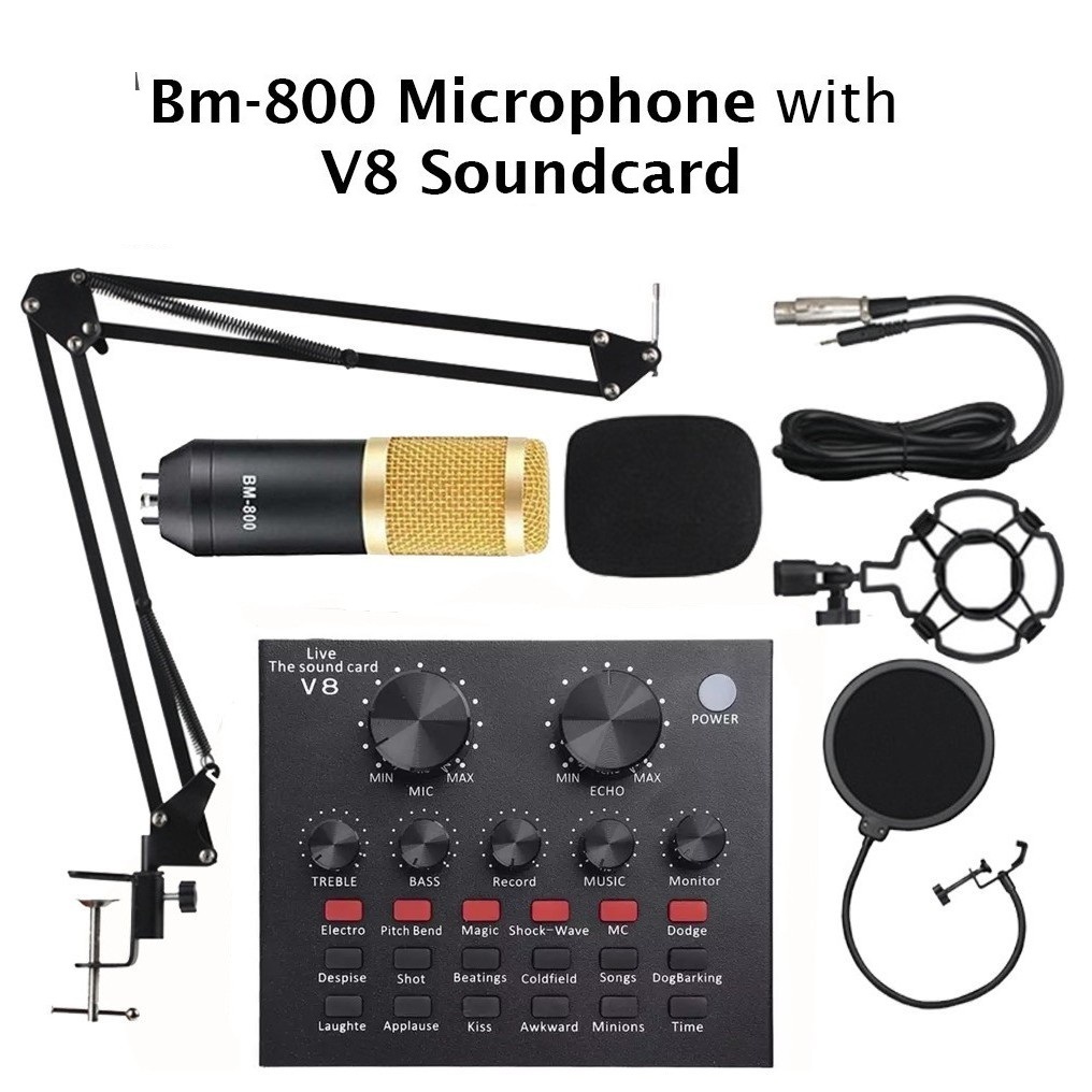 Popcorn LCT240 Premium High-Frequency Microphone with V8S sound card ...