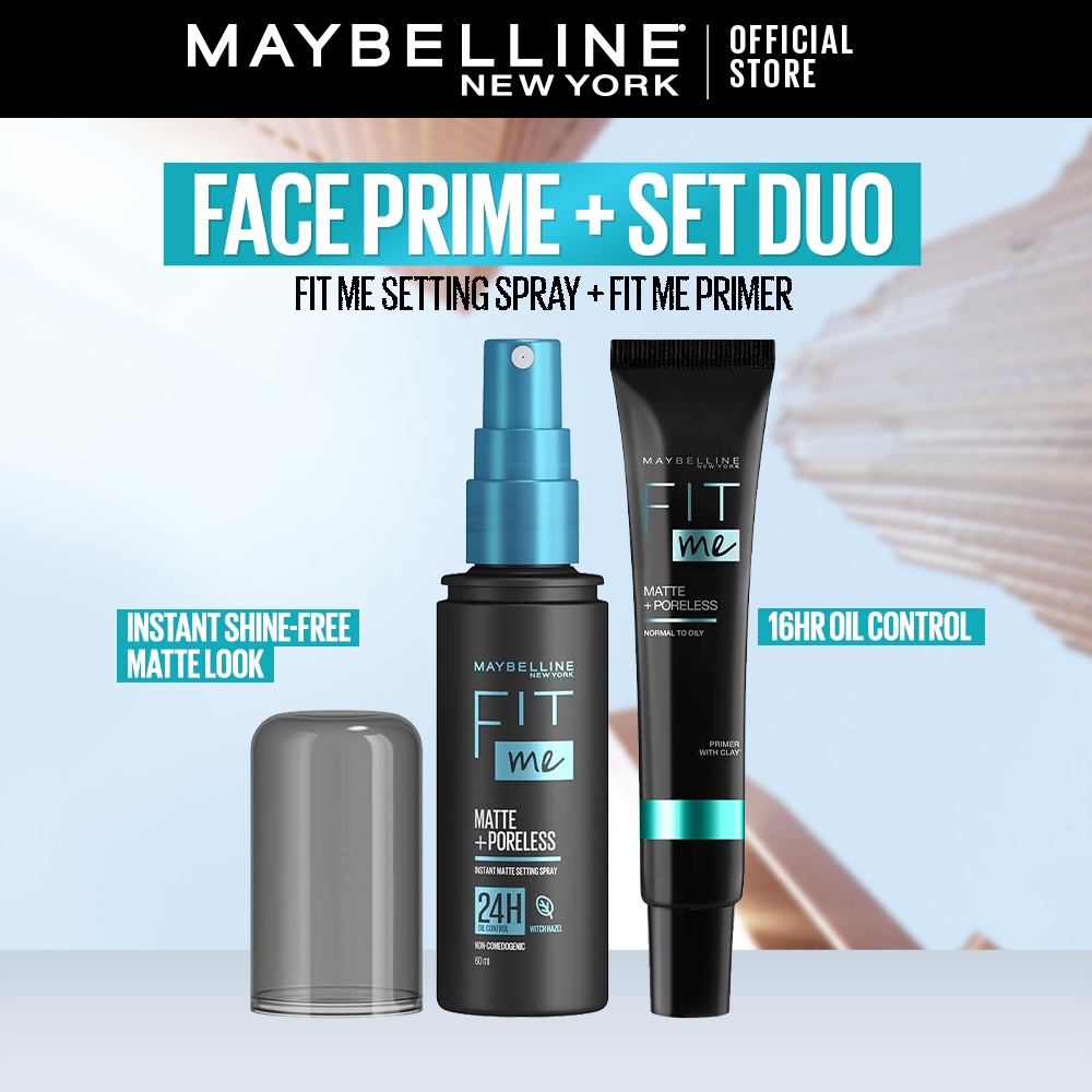 Fit Me Face Prime + Set Duo - Fit Me Poreless Primer + Fit Me Setting ...