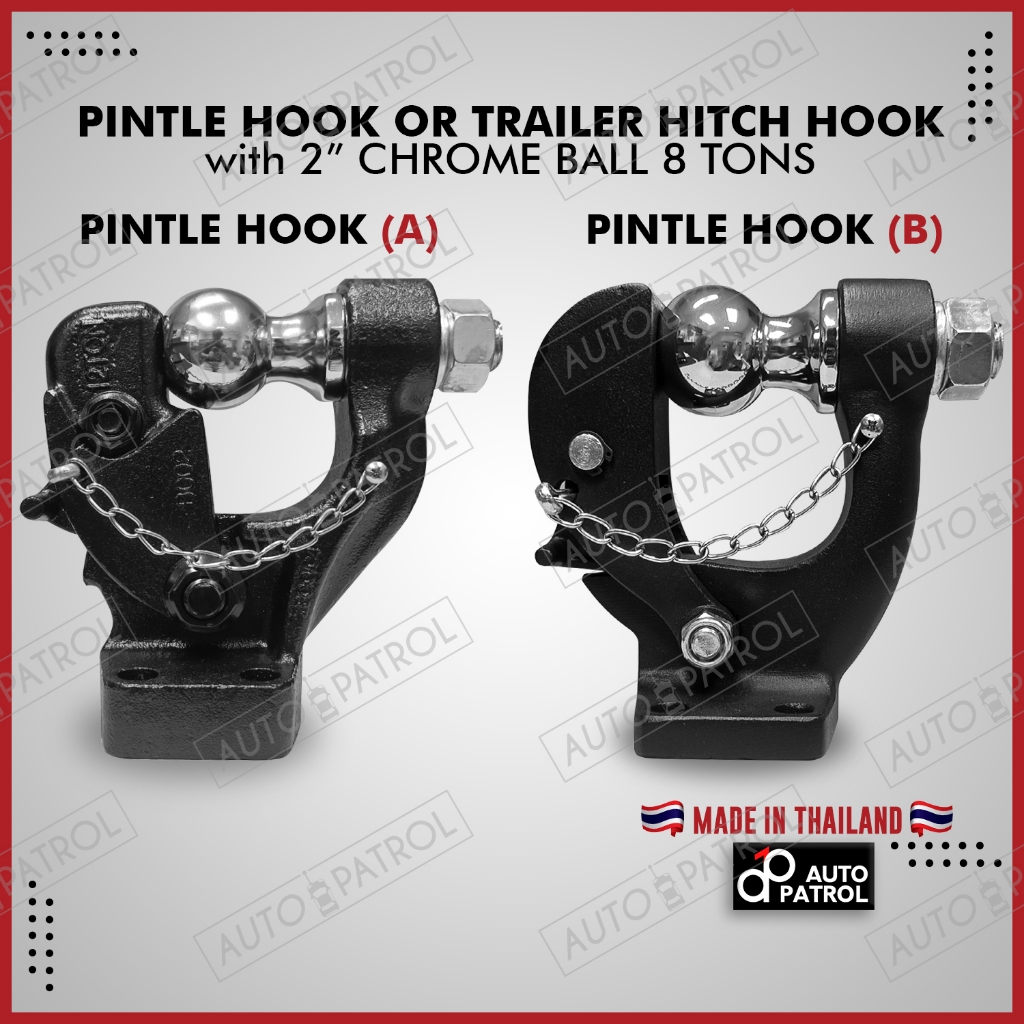 C-Clamp Pintle Hook / Trailer Hitch Hook with 2 inch Chrome Ball 8 Tons ...