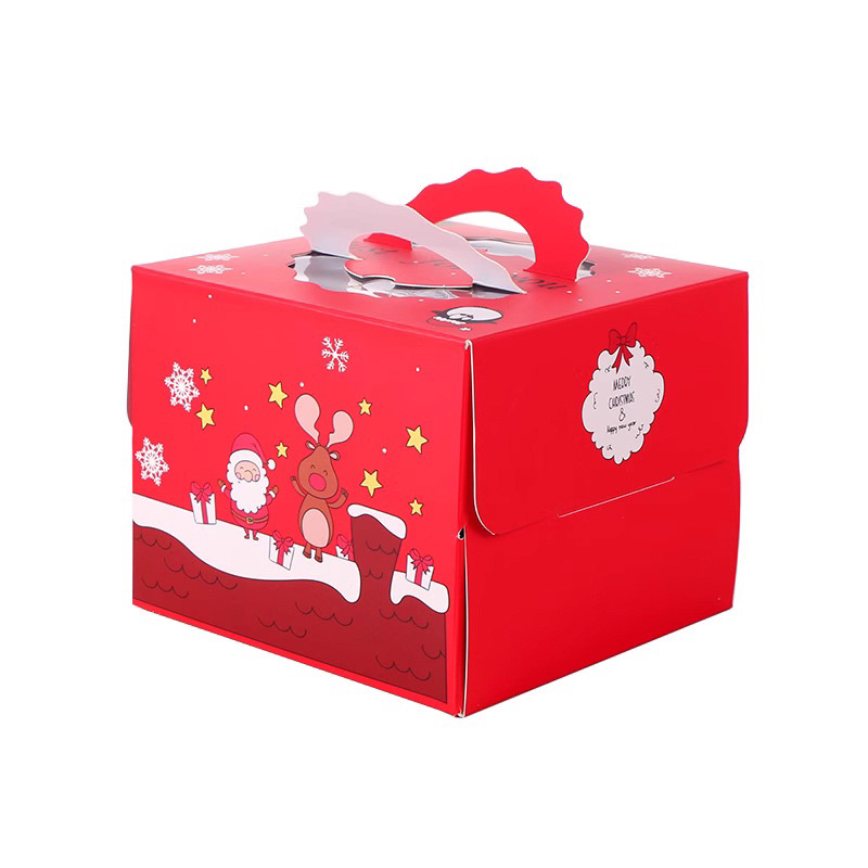 (10 PCS) 6x6x4 Inches Christmas Cake Box with Free Cake Board | Shopee ...