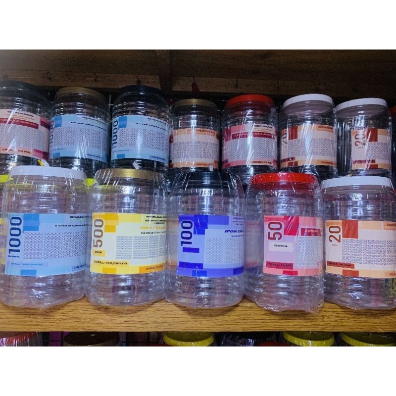 Transparent JUMBO JAR Alkansya Ipon challenge 20,50,100,500,1k,100 ...