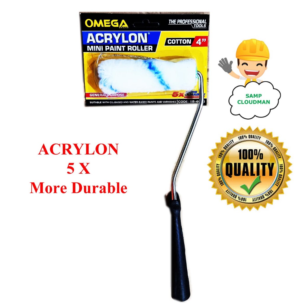 Omega Acrylon Mini Roller 4" w/ Handle Baby Roller Cotton Paint Rollers ...