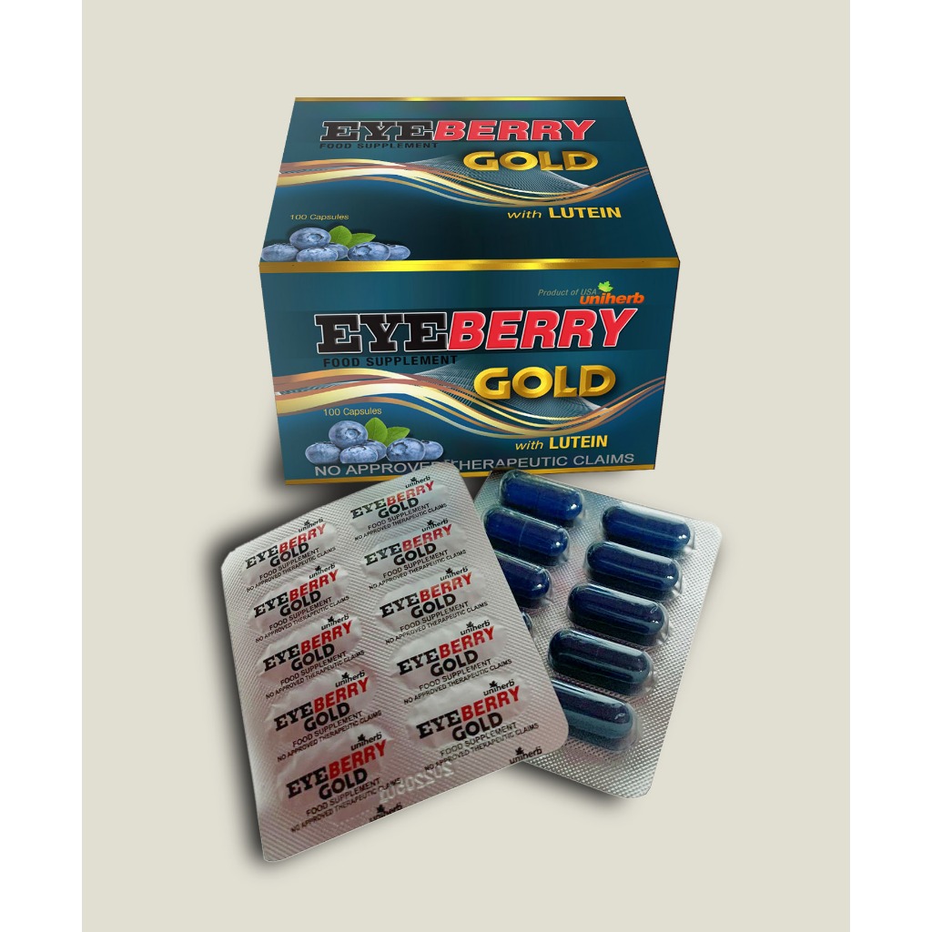 EYEBERRY GOLD with LUTEIN Food Supplement (50 and 100 capsules ...