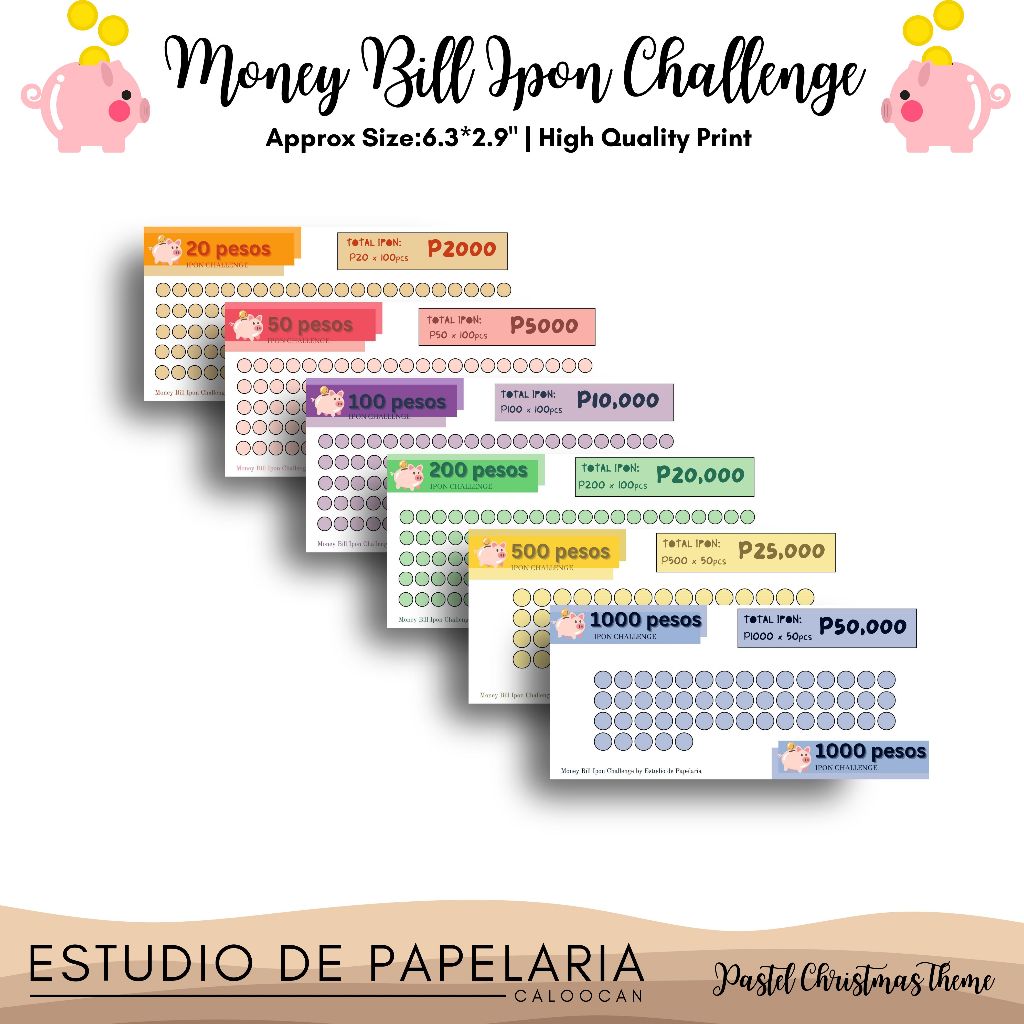 Estudio | Ipon Challenge Sticker with Ziplock or envelope | Shopee ...