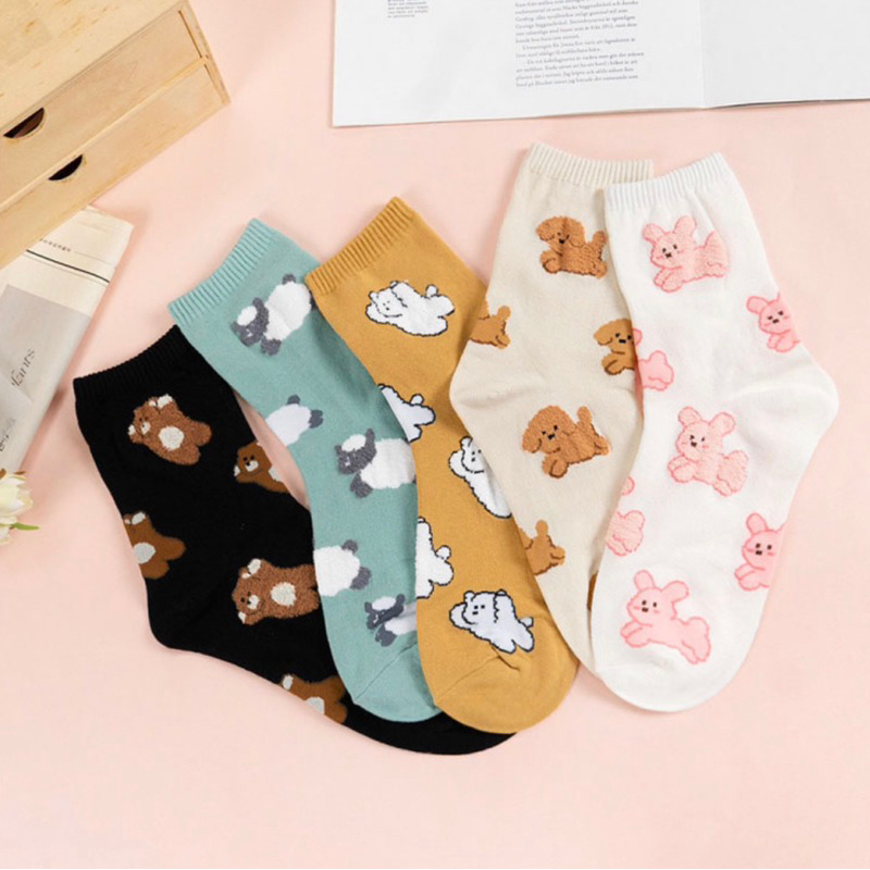 Korean Socks - Animal Bear Scattered Socks - Iconic Socks | Shopee ...