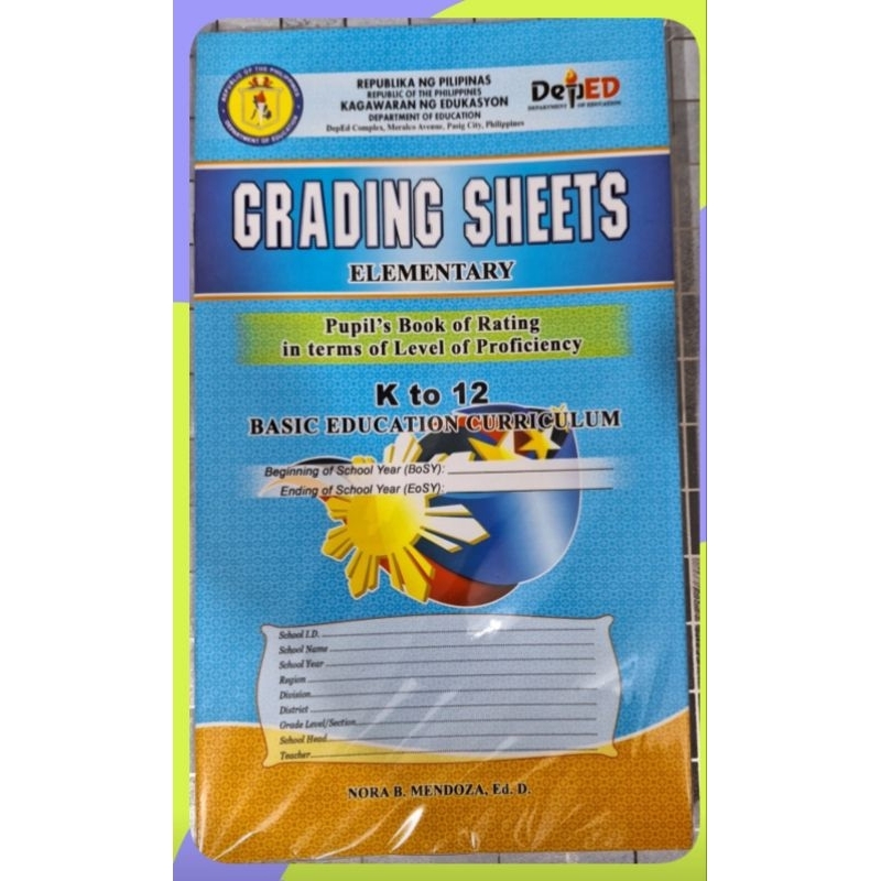 GRADING SHEETS ELEMENTARY K to 12 by Nora Mendoza | Shopee Philippines