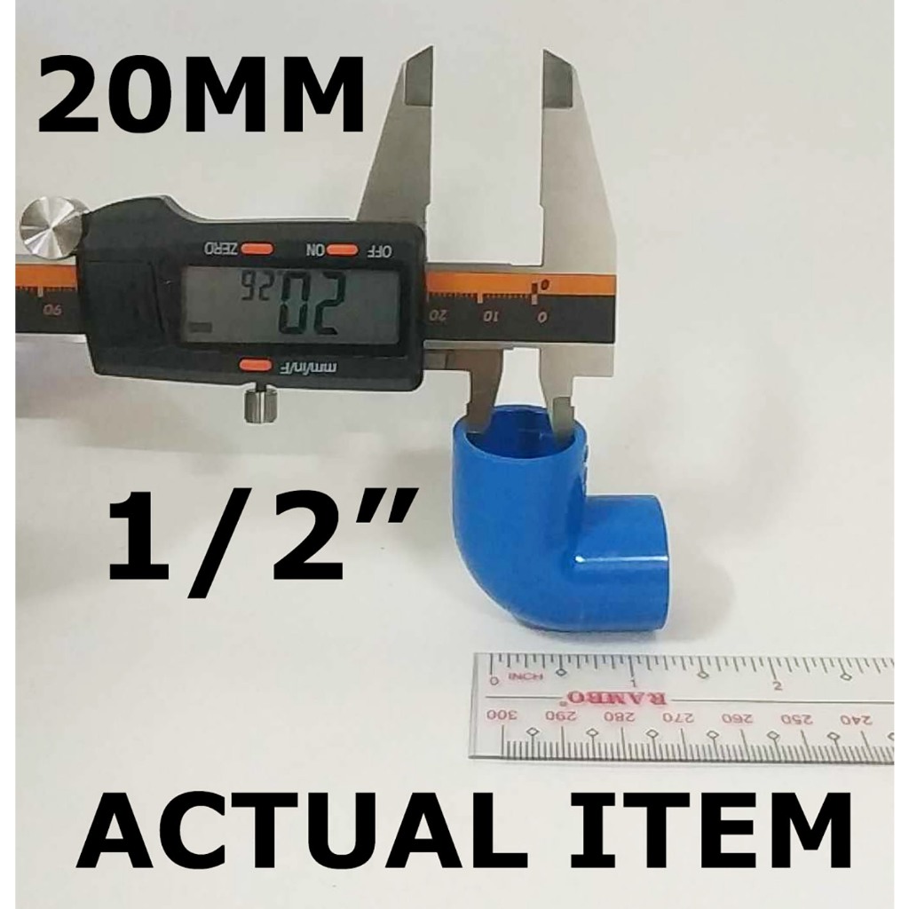 PVC ELBOW 20MM X 90° BLUE FOR CLEAN WATER === PVC ELBOW 1/2" X 90 ...