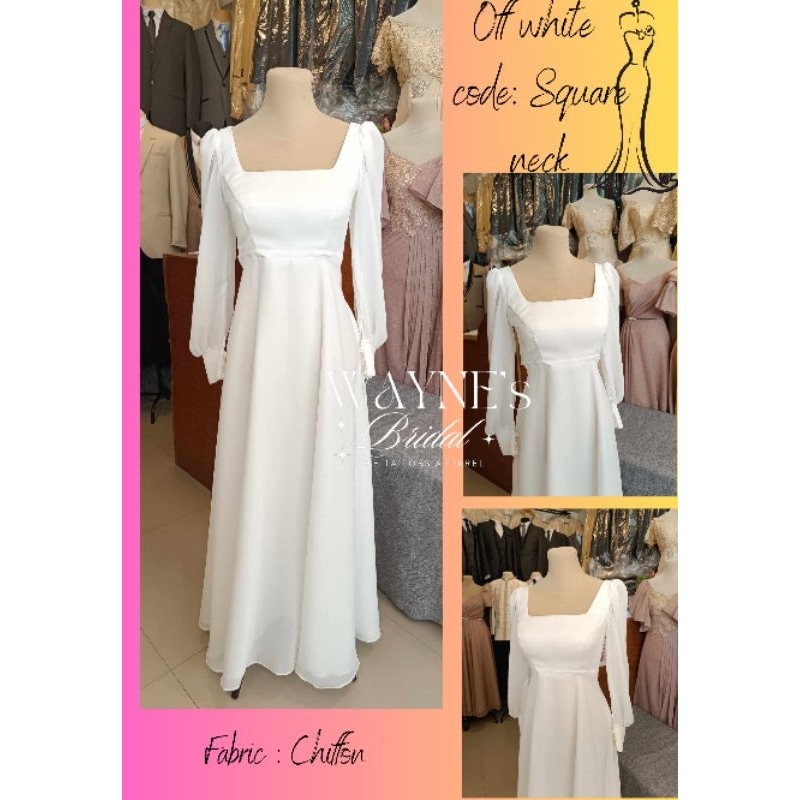 WAYNE's BRIDAL Off White Civil Dress Long Gown Minimalist Reception ...