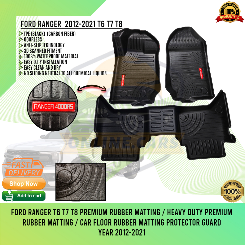 OC TPE Deep Dish Mat for Ford Ranger T6 T7 T8 2012 -2021 Car Deep Dish ...