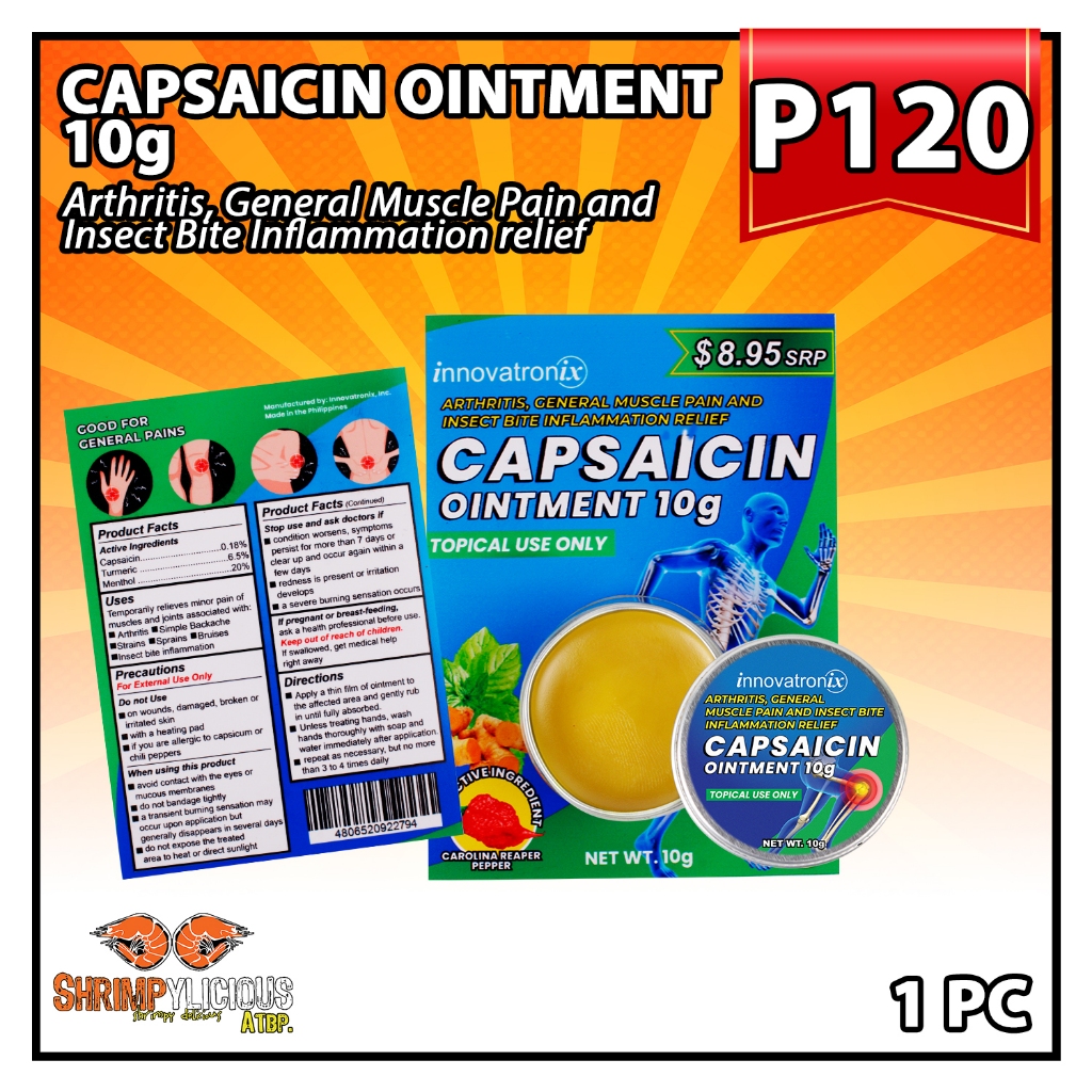 Shrimpylicious Innovatronix Capsaicin Ointment 10g Anti Arthritis Gout ...