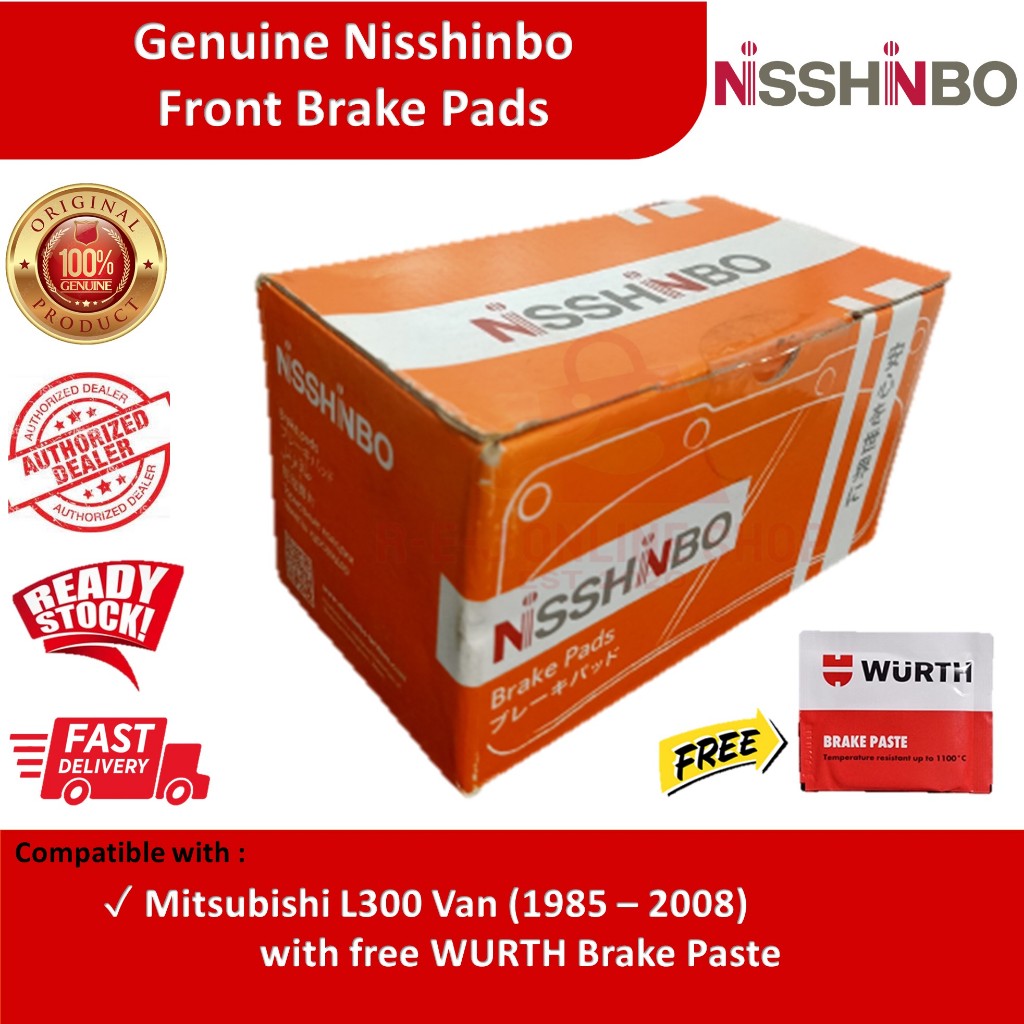 Genuine Nisshinbo Front Brake Pads for Mitsubishi L300 Van (1985 - 2008 ...