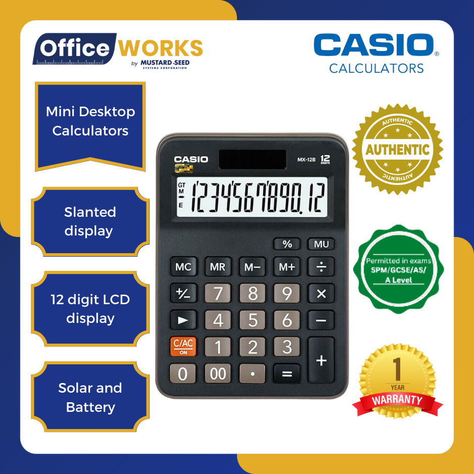 Casio MX-12B Mini Desk Type Calculator 12 digits | Shopee Philippines
