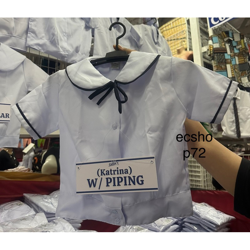 school uniform piping blue baby collar ( katrina fabric) | Shopee ...