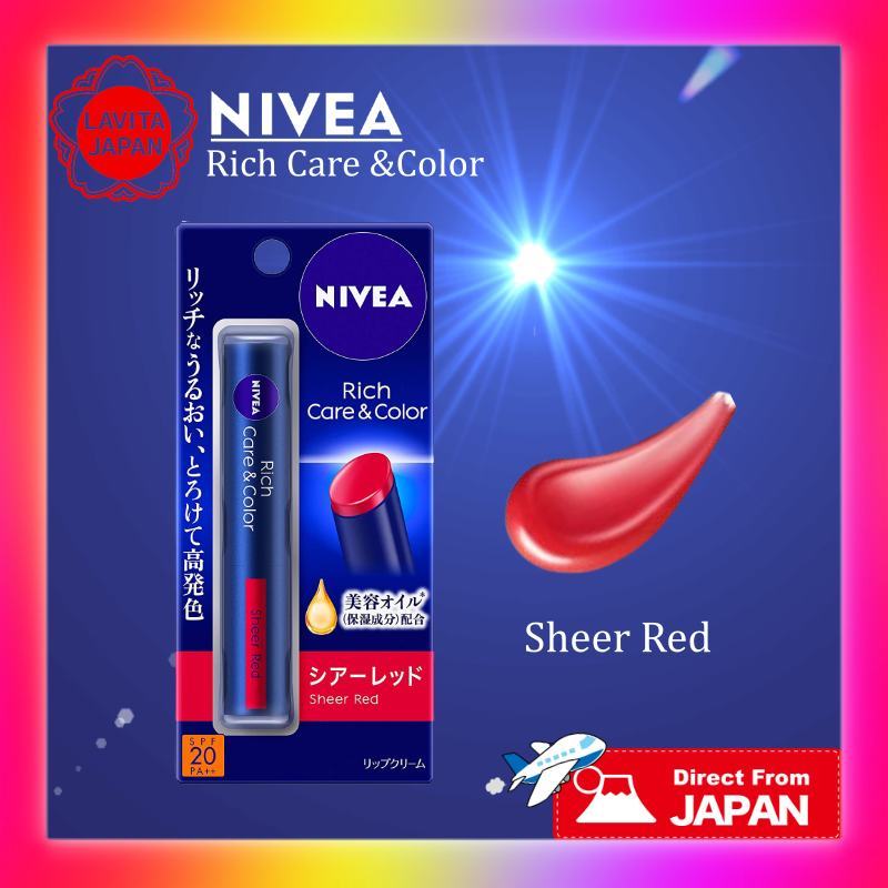 Nivea Rich Care & Color Lip 【Sheer Red】UV SPF 20 PA++ Lip Cream 2g ...