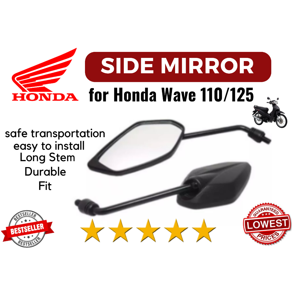 SHAWN ORIGINAL 1 PAIR HONDA WAVE DASH LONG STEM SIDE MIRROR HONDA LONG ...