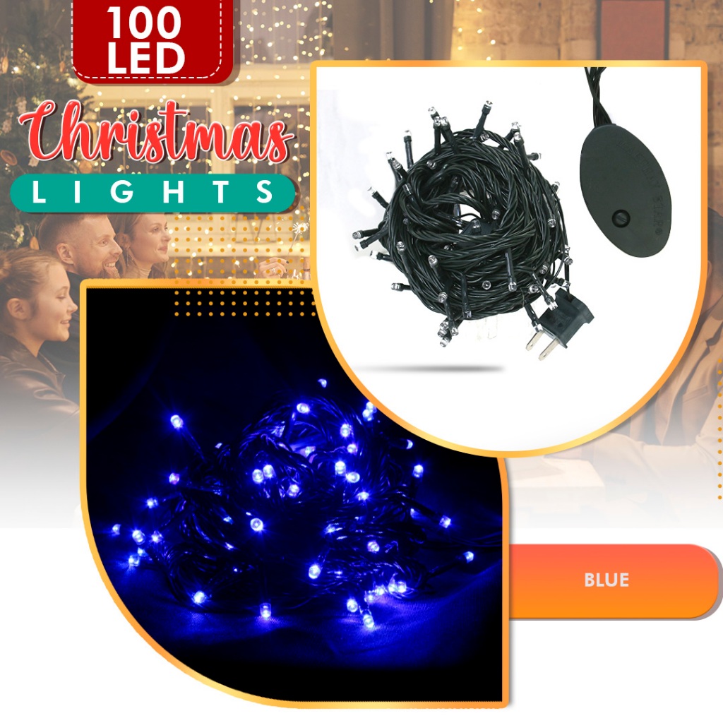 Led Christmas Lights with 100L Wide Angle Lamp ,Thick Green Wire and 8 ...