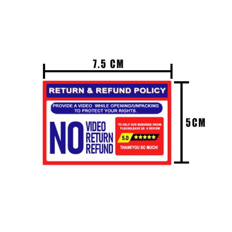 500pcs | NO Video, No Refund, No Return STICKER | Shopee Philippines