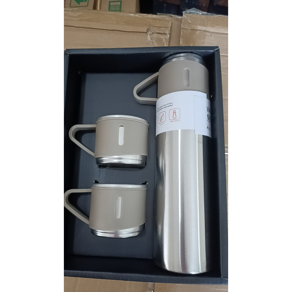 Stainless Steel Thermos Flask With 2 Cups | Shopee Philippines