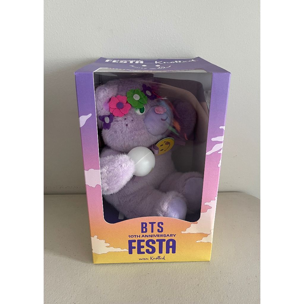 KNOTTED BTS FESTA 10th Anniversary Sugar Bear Teddy Bear Plushie ARMY ...