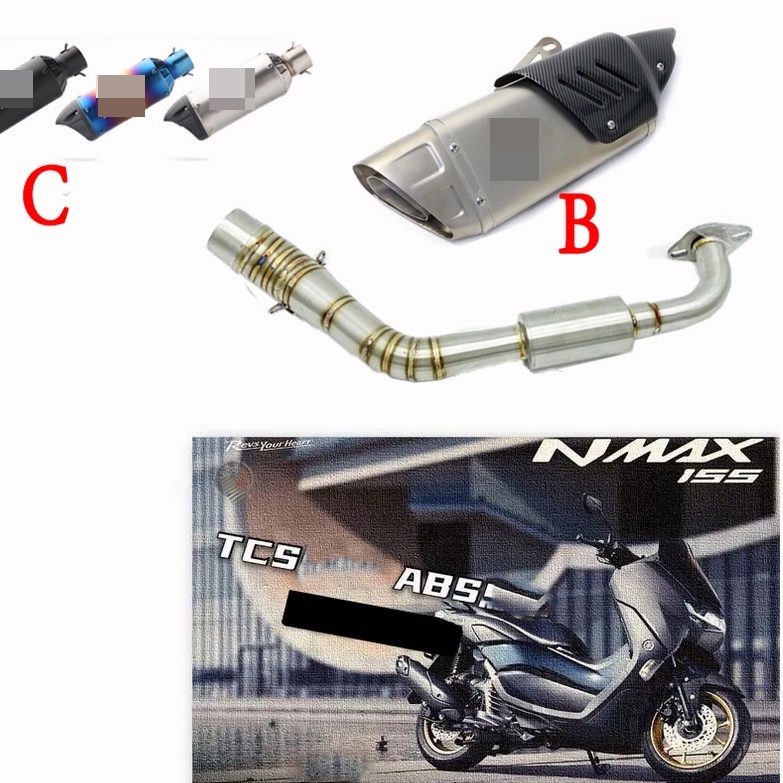 51mm Big ELBOW with Catalytic N-max Nmax V2 Motorcycle Exhaust Muffler ...