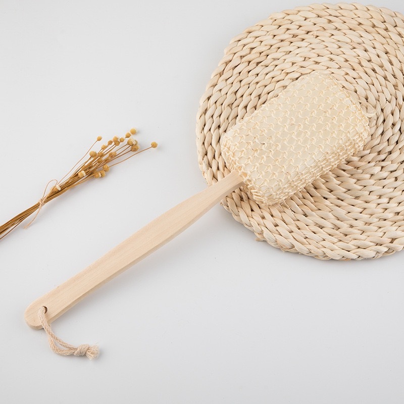 Wooden Body Scrub Long Wooden Handle Sisal Back Scrubber ...