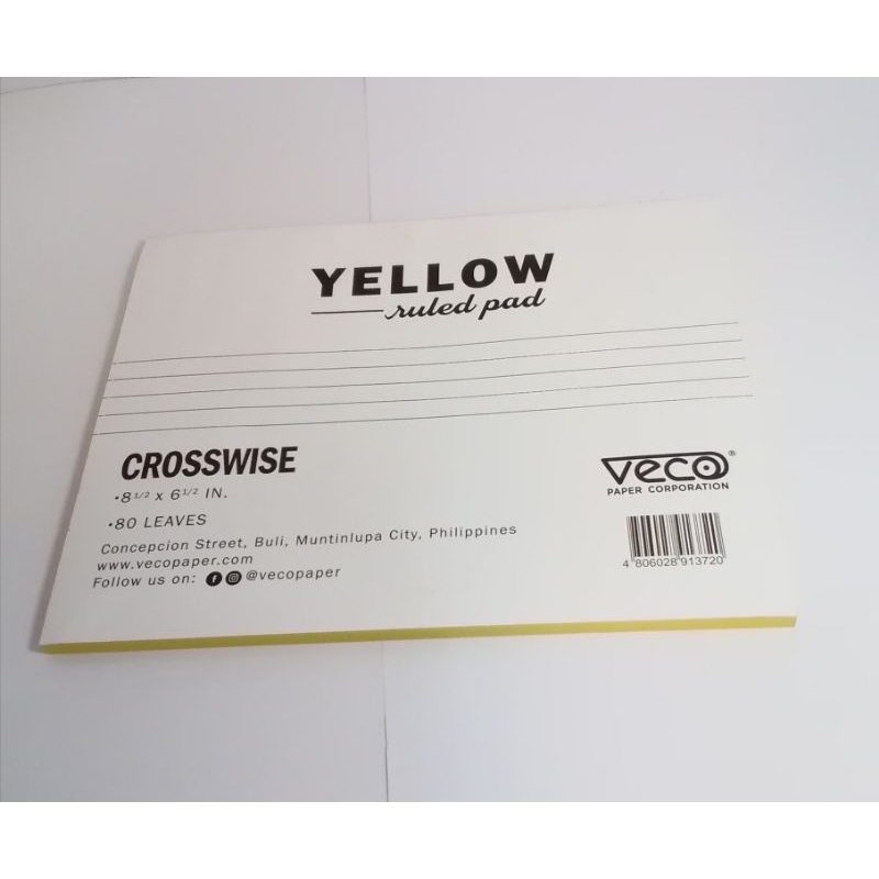 1x VECO YELLOW RULED PAD (1 whole size, 1/2 lengthwise, 1/2 crosswise ...
