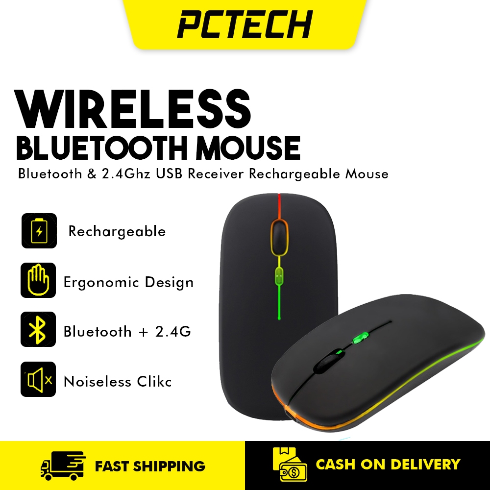 Wireless Mouse Bluetooth and 2.4Ghz USB Receiver Optical Slim ...