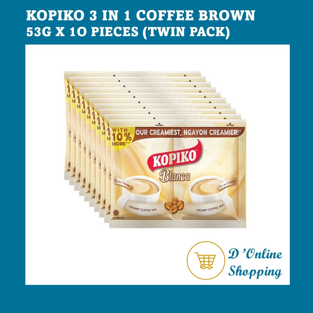 KOPIKO BLANCA - Twin Pack 3-in-1 Coffee Mix 58g x 10 Sachets | Shopee ...