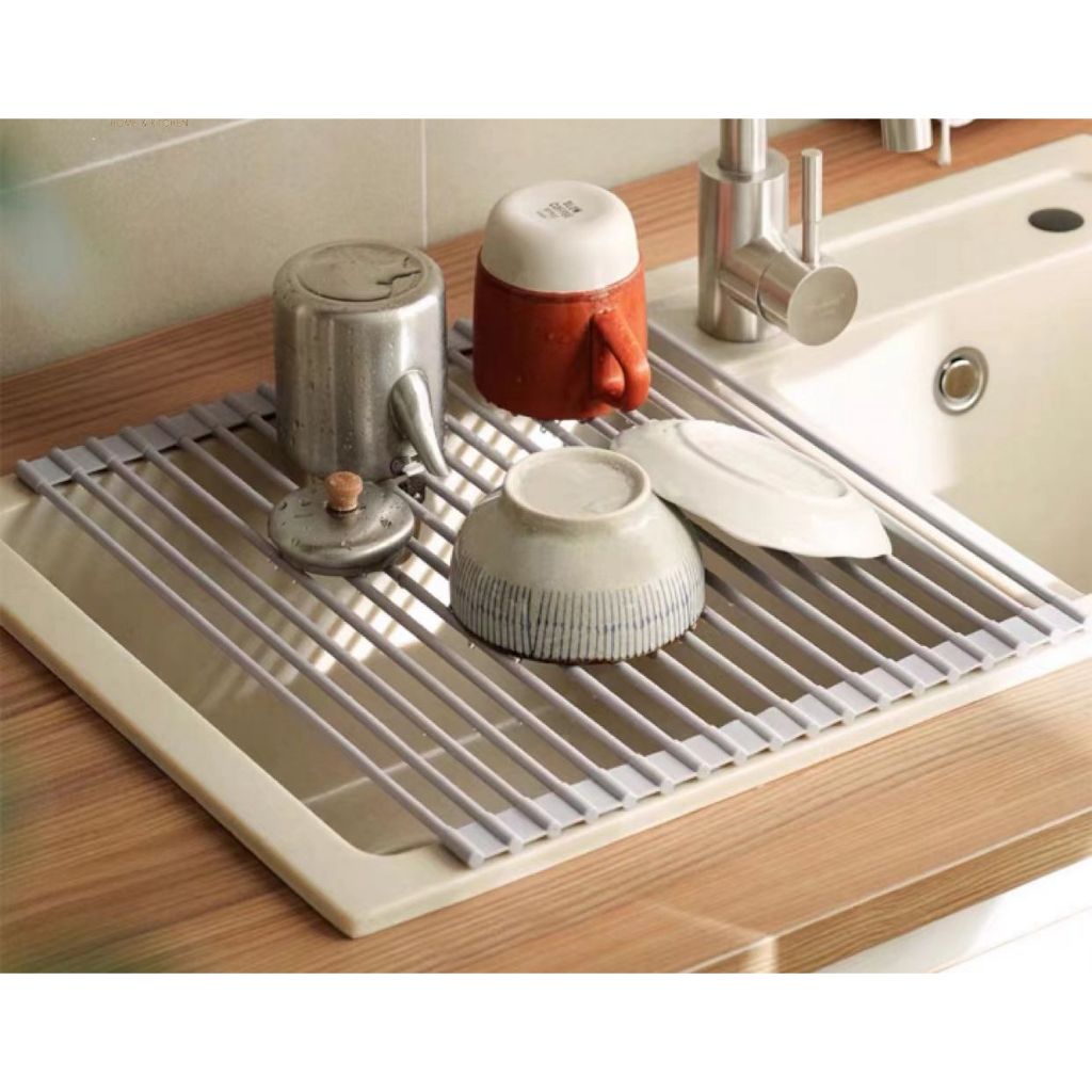 Roll-Up Kitchen Sink Rack Foldable Dish Drying Rack Over Sink Kitchen ...