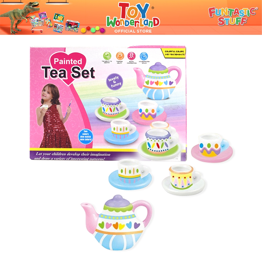 Toy Wonderland DIY Ceramic Tea Set Paint Set, Arts and Crafts | Shopee ...