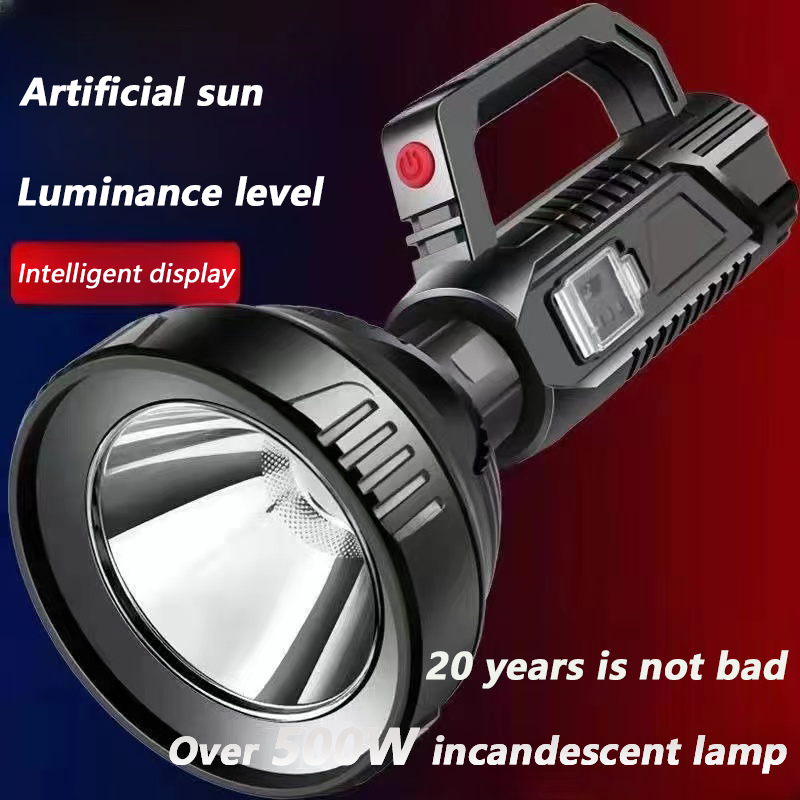 Rechargeable Waterproof LED Searchlight Flashlight, Long-Range ...