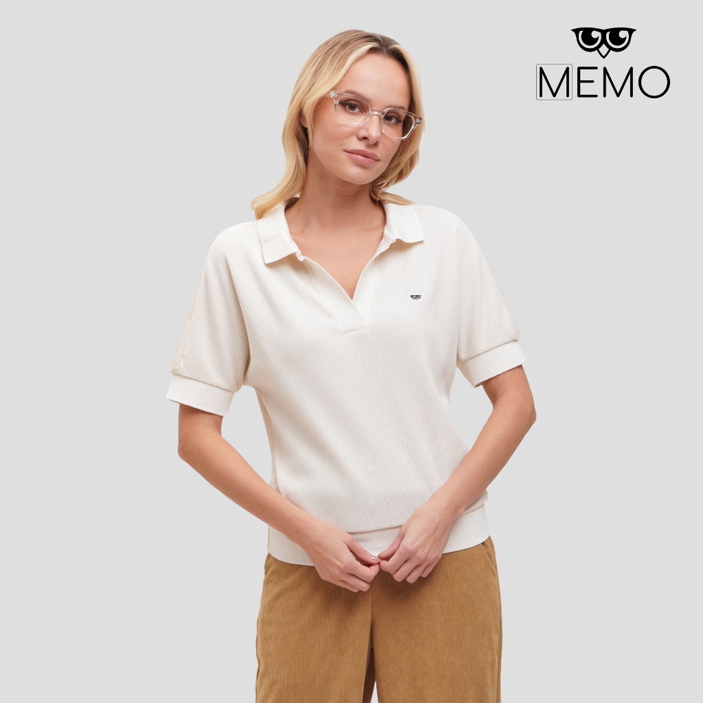 Memo Textured Polo For Women (Buttercream) | Shopee Philippines