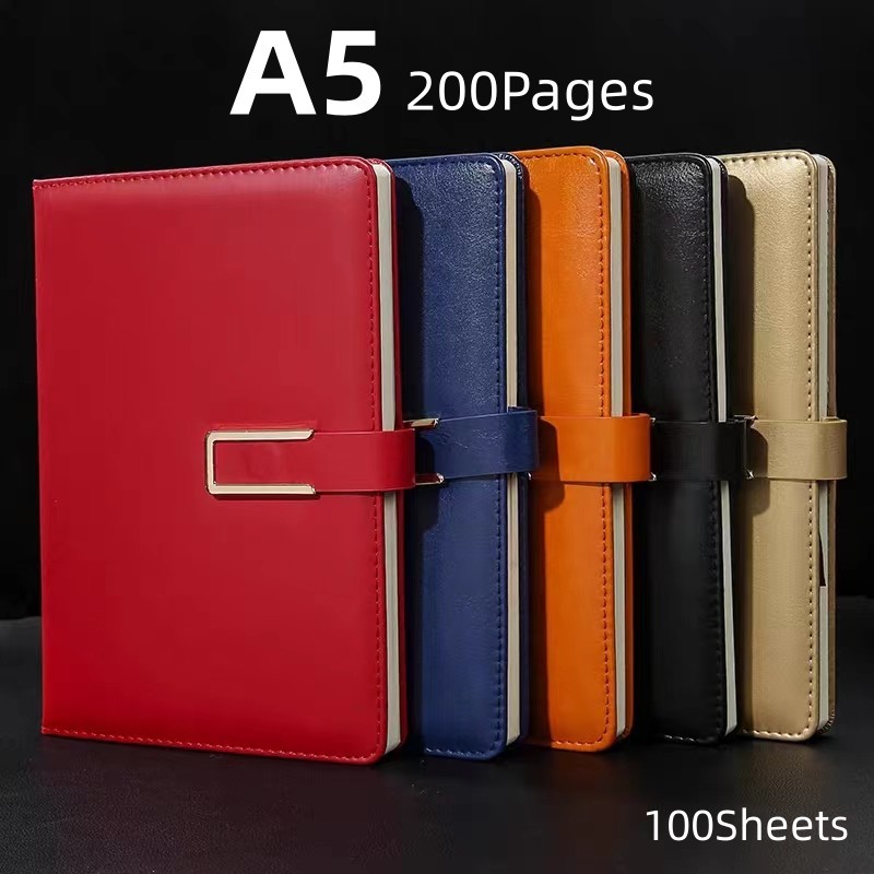 A5 PU Leather Notebook College Notepad Magnetic Buckle Notebook Journal ...