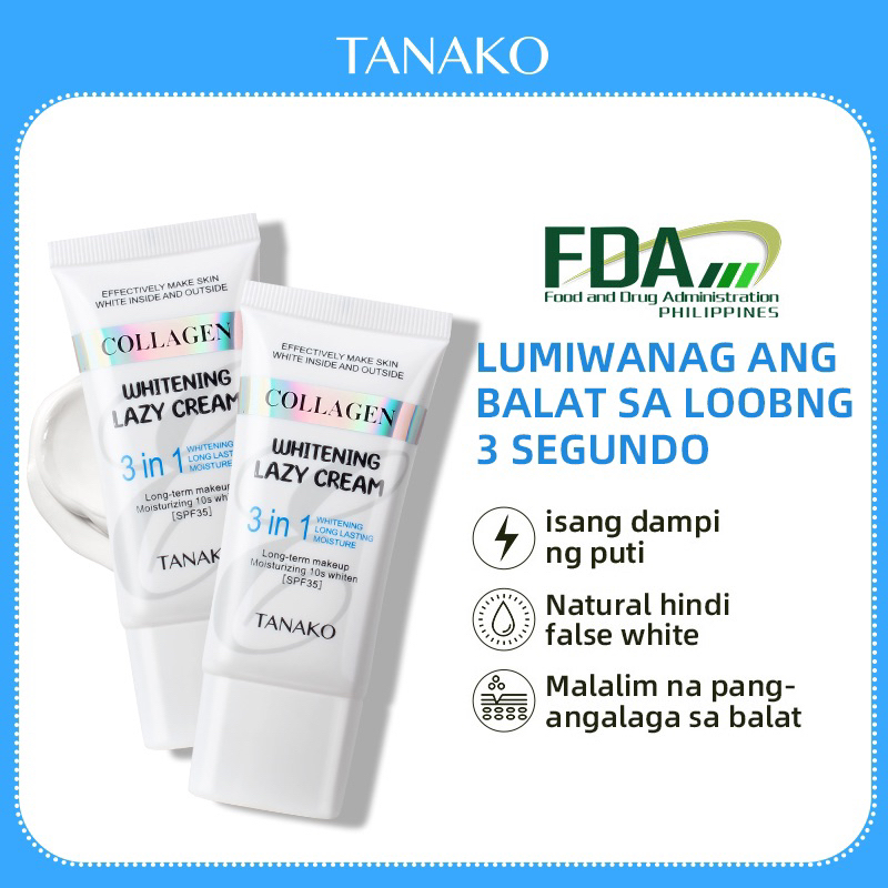 J&r TANAKO Collagen 3in1 Whitening Cream Facial Cream Lazy Cream BB ...