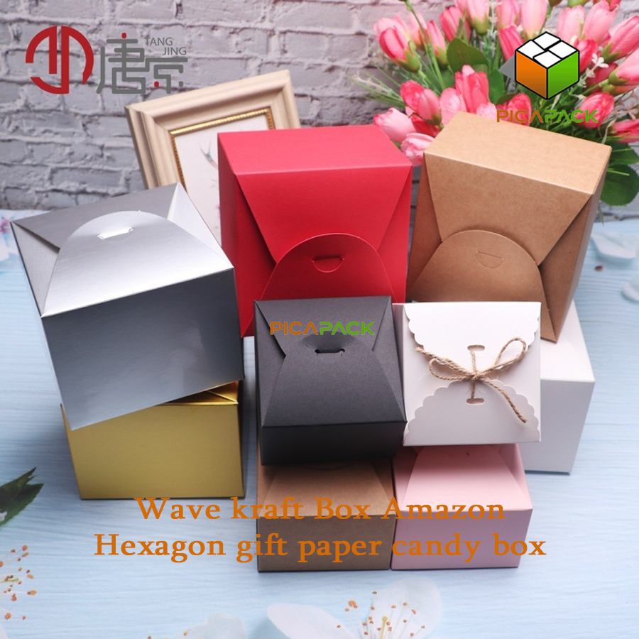 5pcs Wave kraft Box Amazon Hexagon gift paper candy box Jewelry Gifts ...