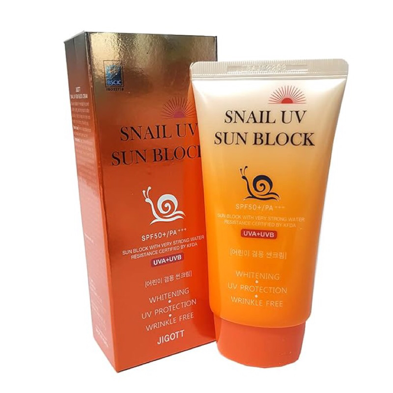 Jigott Snail UV Sun Block Cream SPF50 + PA +++ 70ml | Shopee Philippines