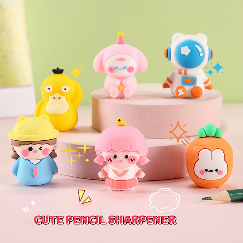 Cartoon Mini Silica gel Pencil Sharpener Gift Cute Student Pencil ...