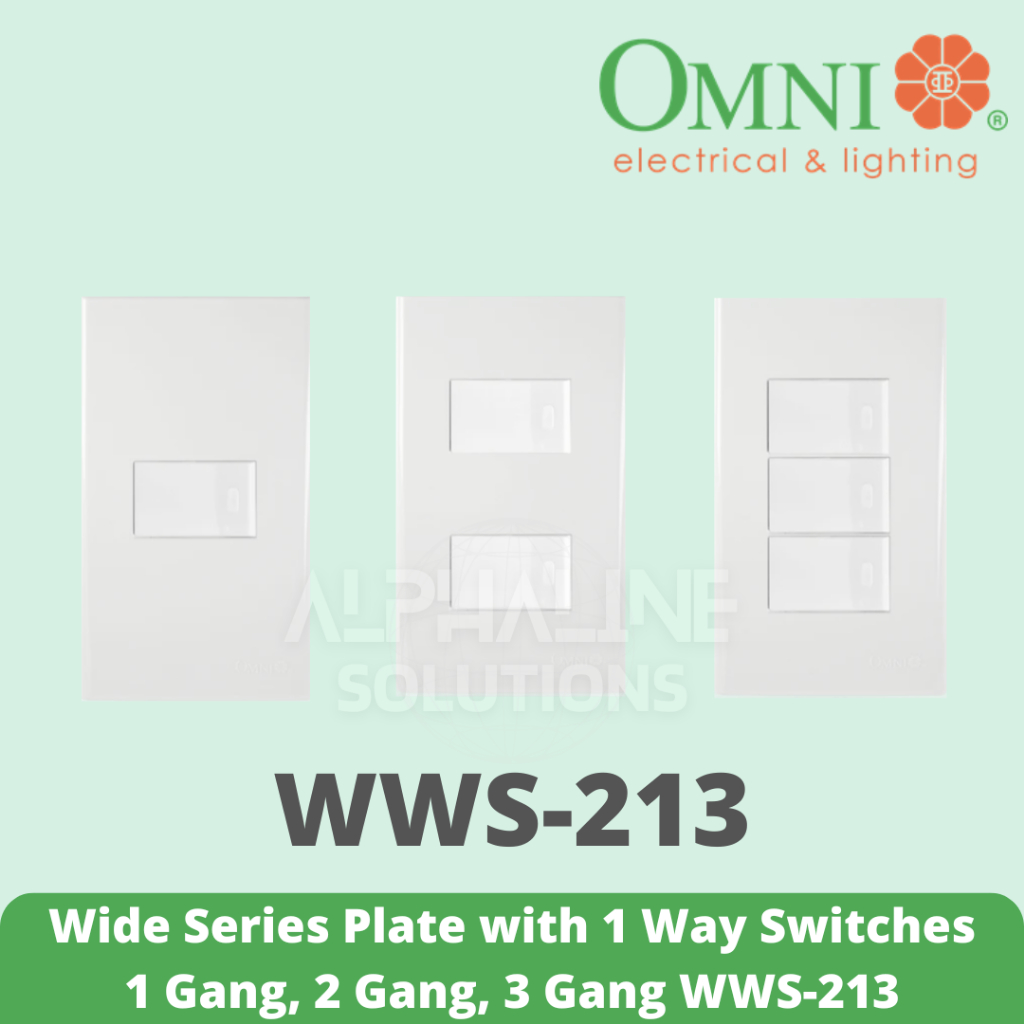 Omni Wide Series 1 Way Switches with Plate WWS-213 1 Gang, 2 Gang, 3 ...