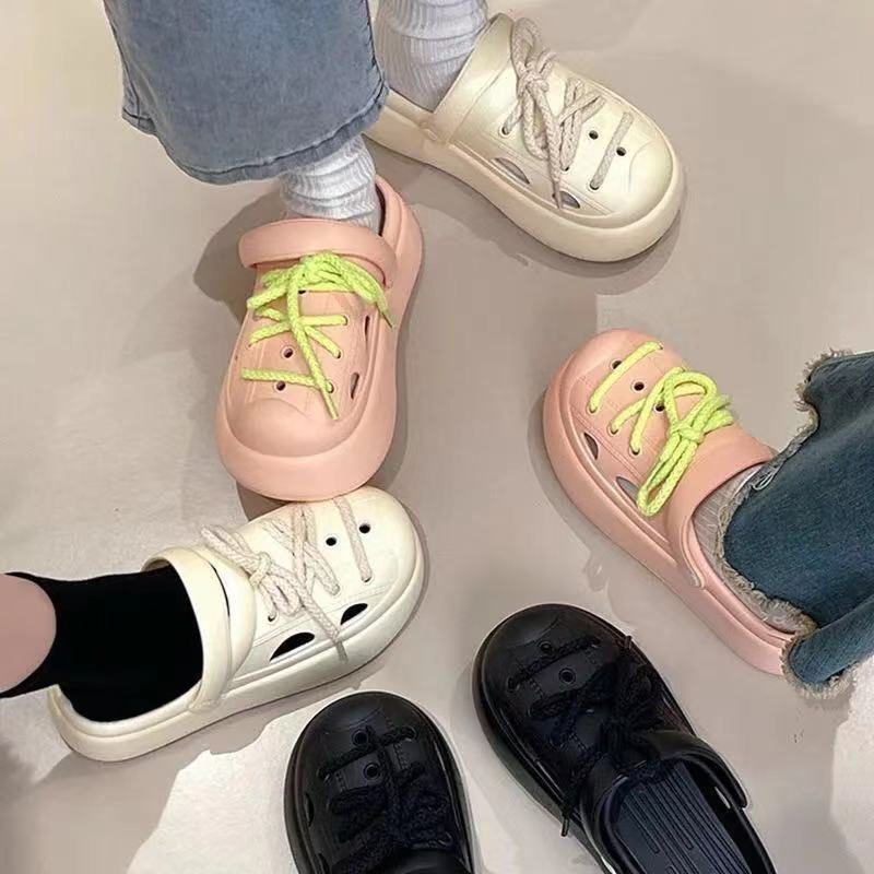 2319# EVA cute dog step on poo feeling Crocs women's wear thick soles ...