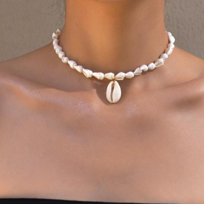 Bohemian Ocean White Field Snail Natural Shell Pendant Necklace ...