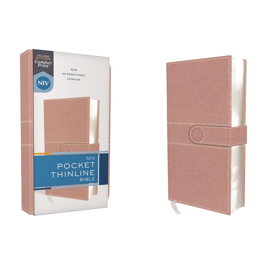 NIV Pocket Thinline Bible, Leathersoft, Pink, Snap Closure | Shopee ...